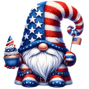 Patriotic Gnome Clipart Bundle. 40 PNG, American Pride, 4th of July PNG ...