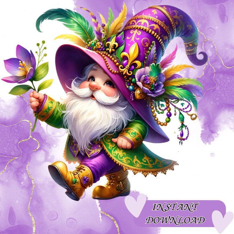 Mardi Gras Gnome PNG, Festival Party Gnome Clipart Commercial Use Mardi ...