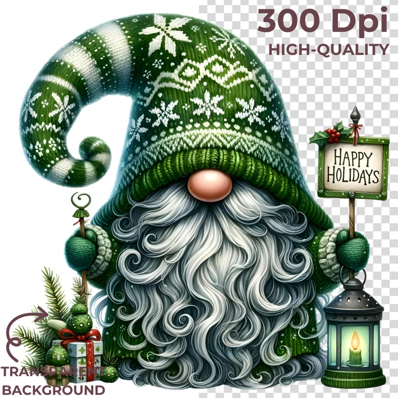 Christmas Gnome Watercolor Clipart Set, Christmas Clipart, Gnome ...