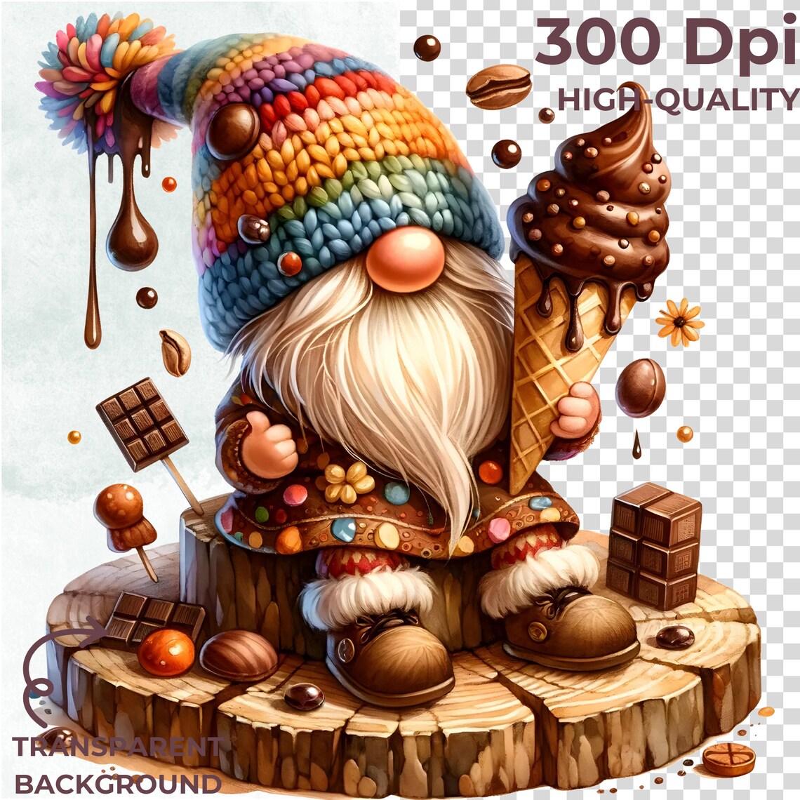 Watercolor Chocolate Gnomes Clipart, Sweet Delights PNG Bundle - Etsy