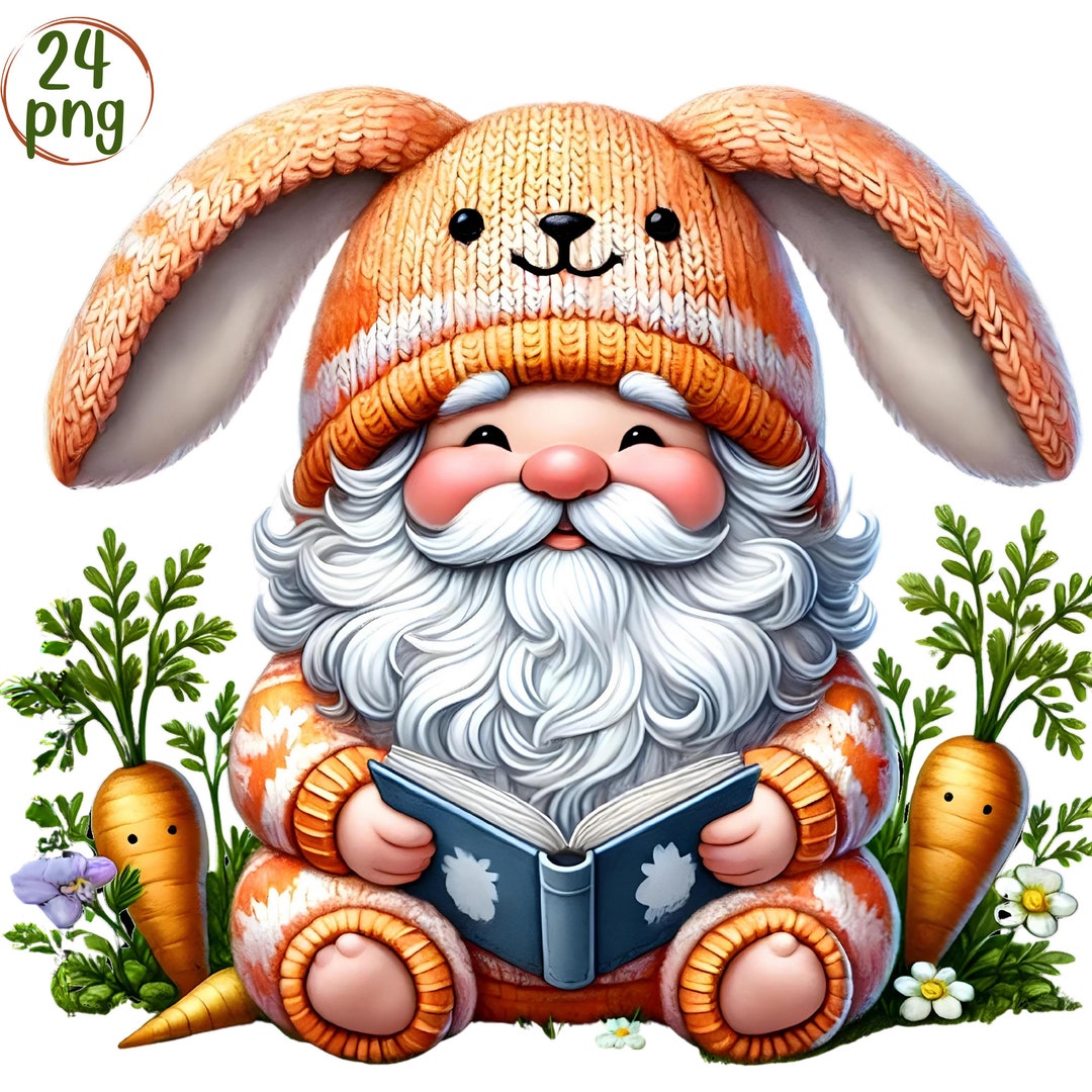 Cute Gnome Carrot ,watercolor Clipart ,farmer , Gnomes Sublimation ...