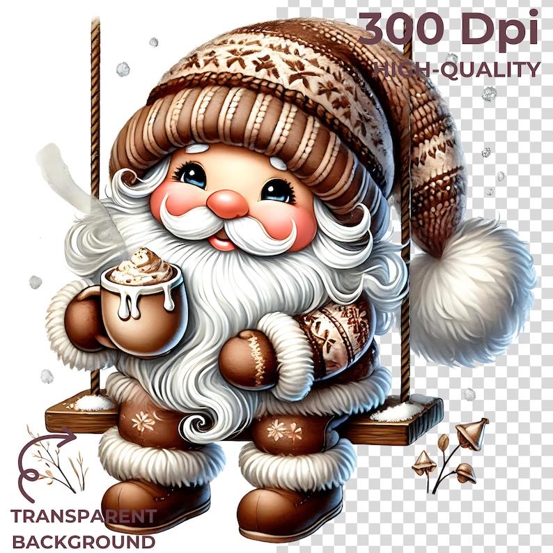 Watercolor Hot Cocoa Gnome Clipart Bundle Png, Cute Gnomes Clipart ...