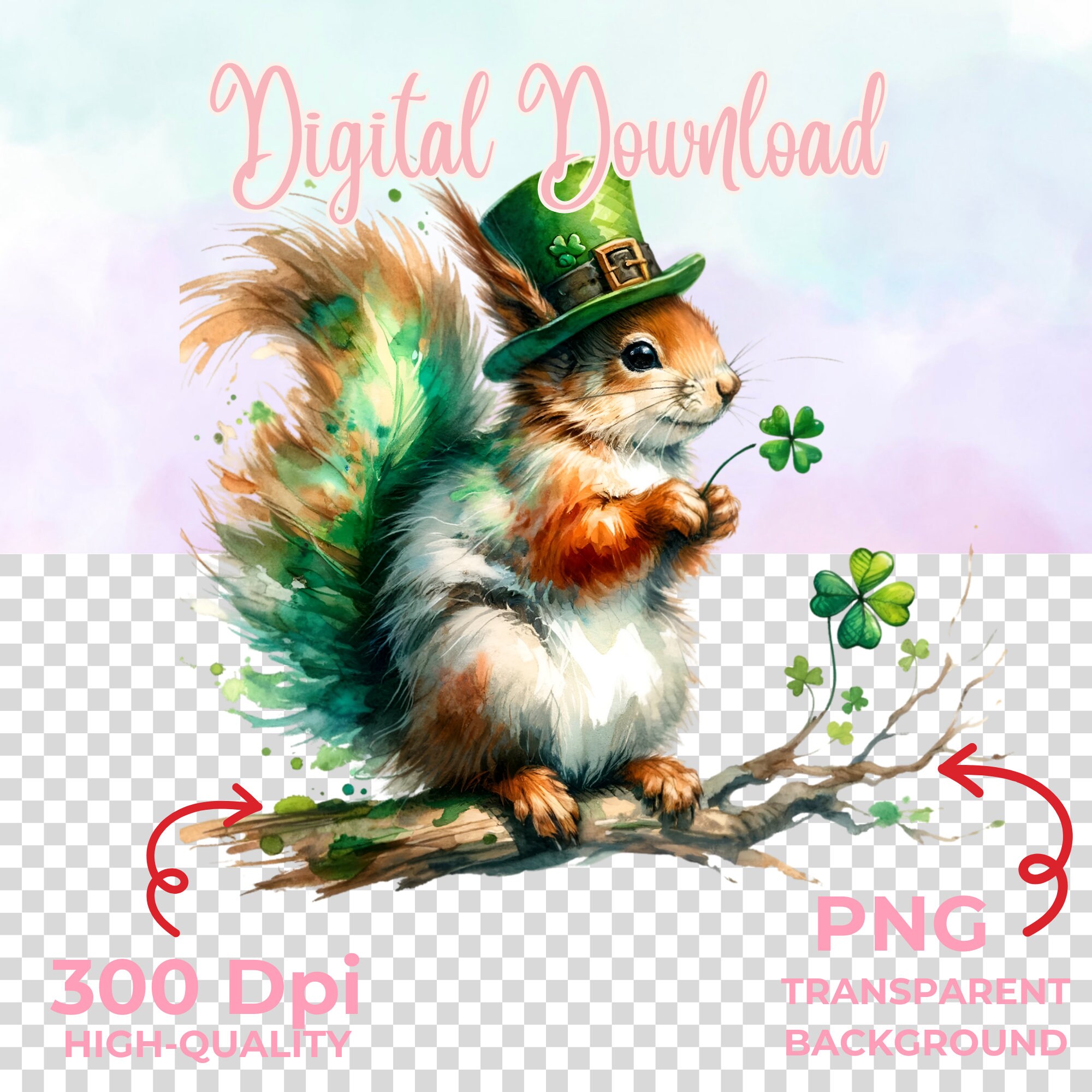 St. Patrick's Day Animal Collection Digital Watercolor Clipart ...