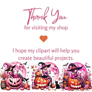 Pink Halloween Witch Watercolor Clipart – 20 PNG Designs (digital ...