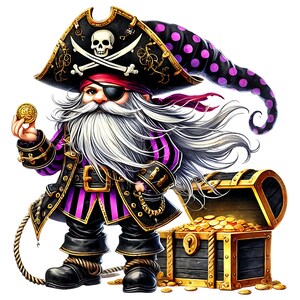 Pirate Captain Gnome Watercolor Clipart – 24 PNG Files (digital ...