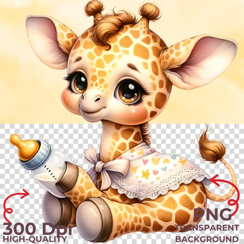 Adorable Baby Animals Watercolor Clipart 26 PNG Files, Transparent ...