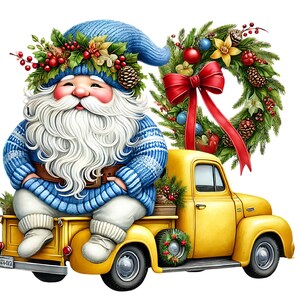 Watercolor Christmas Truck Gnome Clipart PNG Bundle, Santa Claus ...
