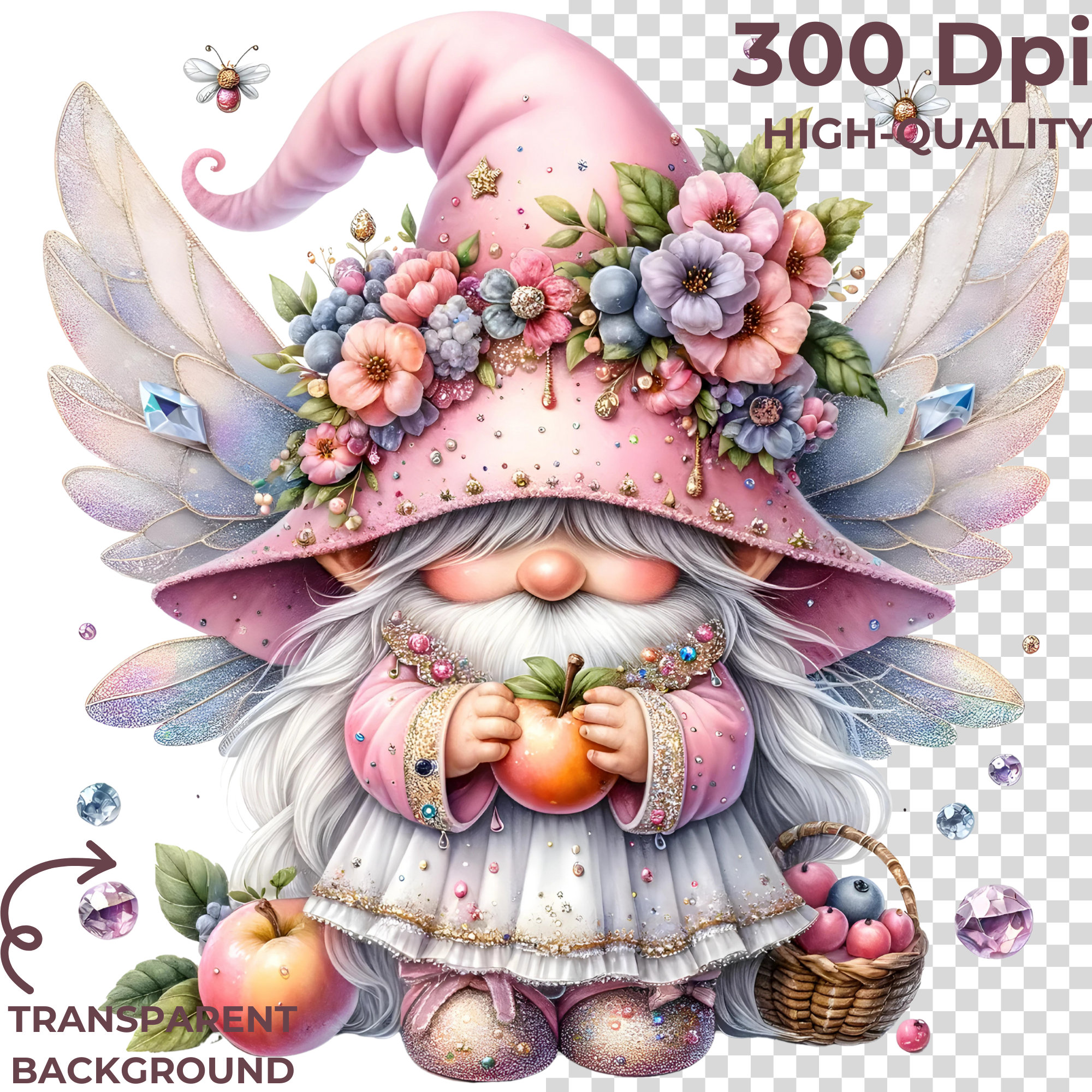 Fairy Gnome Clipart PNG, 27 Png Watercolor Princess Clip Art, Gift ...
