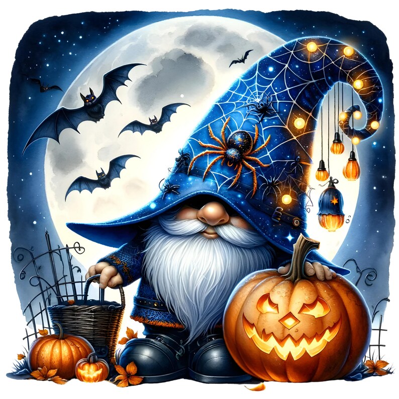 Watercolor Halloween Grove Gnomes Collection Clipart, 27 PNG Spooky ...