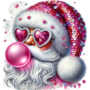Funky Santa Bubblegum Clipart | Glitter Christmas Art | 10 PNG Files - Etsy