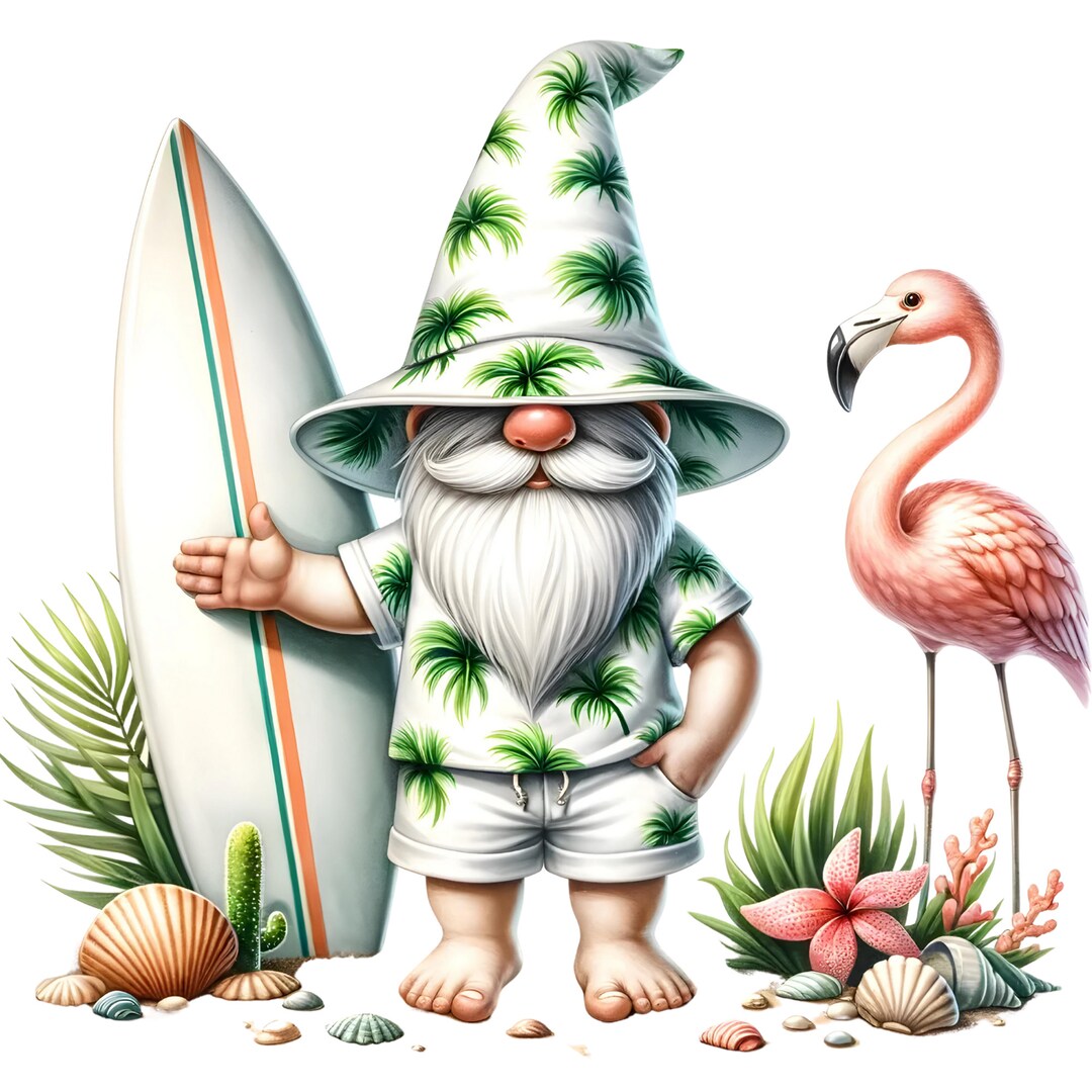 Flamingo Clipart, Gnome Clip Art, 28 PNG Tropical Bird, Junk Journal ...