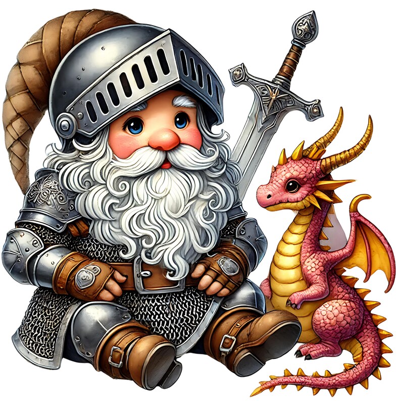 Dragon Gnome Watercolor Clipart Set 23 PNG, Dragon Gnome Png, Digital ...