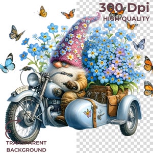 Watercolor Forget Me Not Flower Wreath Gnome Clipart Bundles, Gnome ...