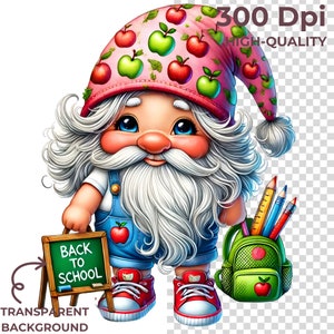 Back to School Gnome Clipart Bundle, Watercolor Gnomes PNG, Graduation ...