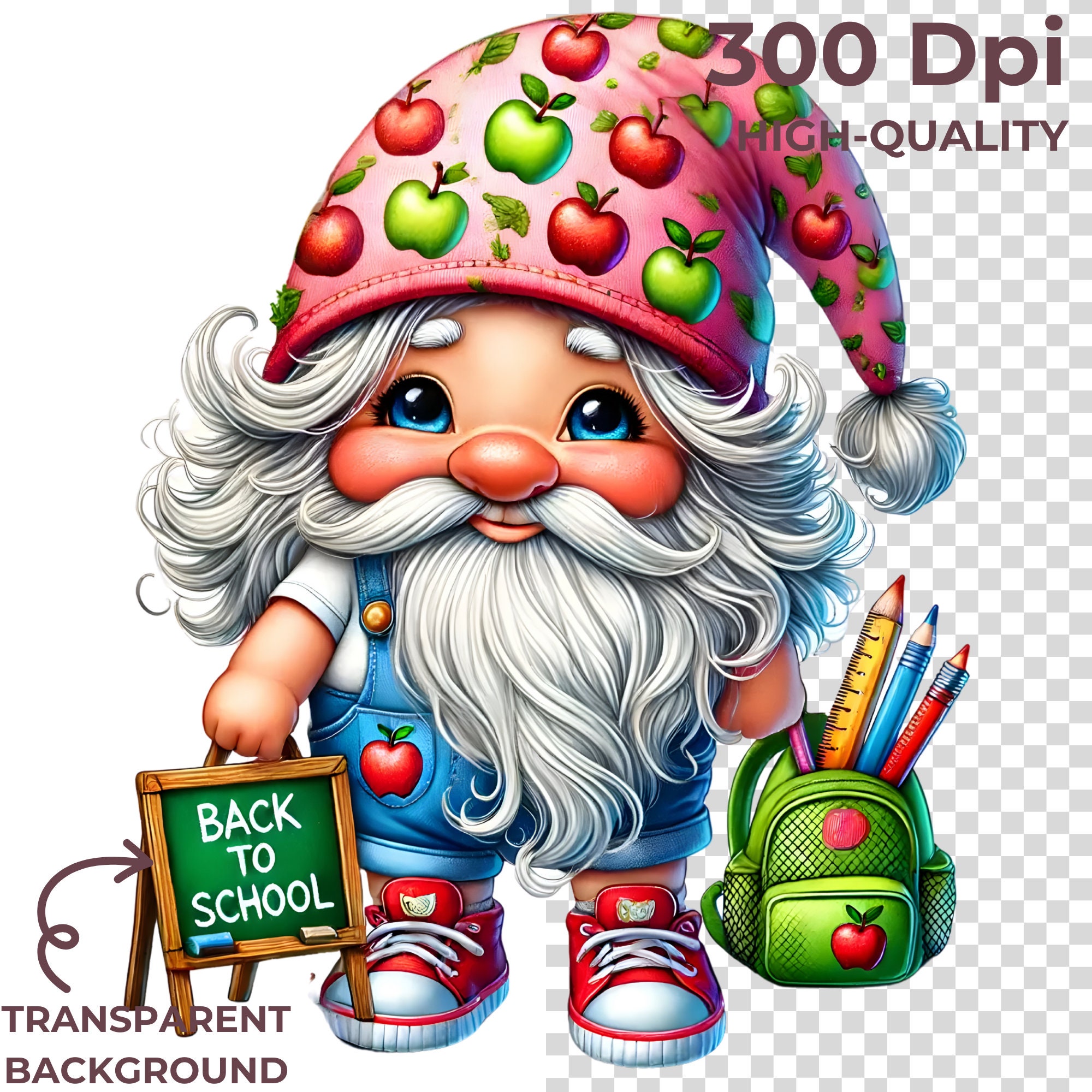 Back to School Gnome Clipart Bundle, Watercolor Gnomes PNG, Graduation ...