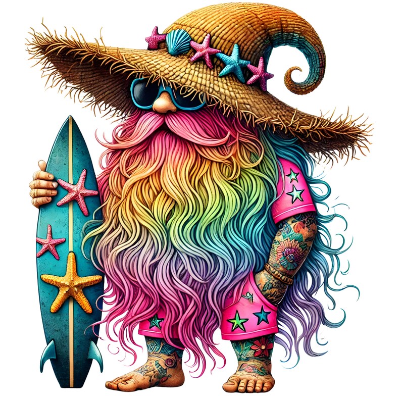 Summer Gnome Watercolor Clipart Bundle 24 Pngs Watercolor Summer Beach ...