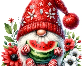 Watermelon Gnomes Clipart PNG, Watermelon PNG, Fruits Summer ...
