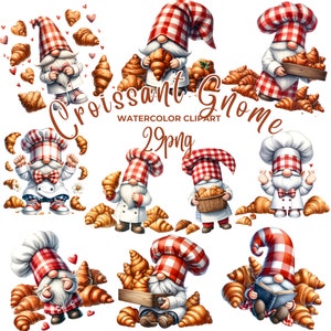 Croissant Gnome Clipart, Delightful Baker Gnome Collection, 29 PNG ...