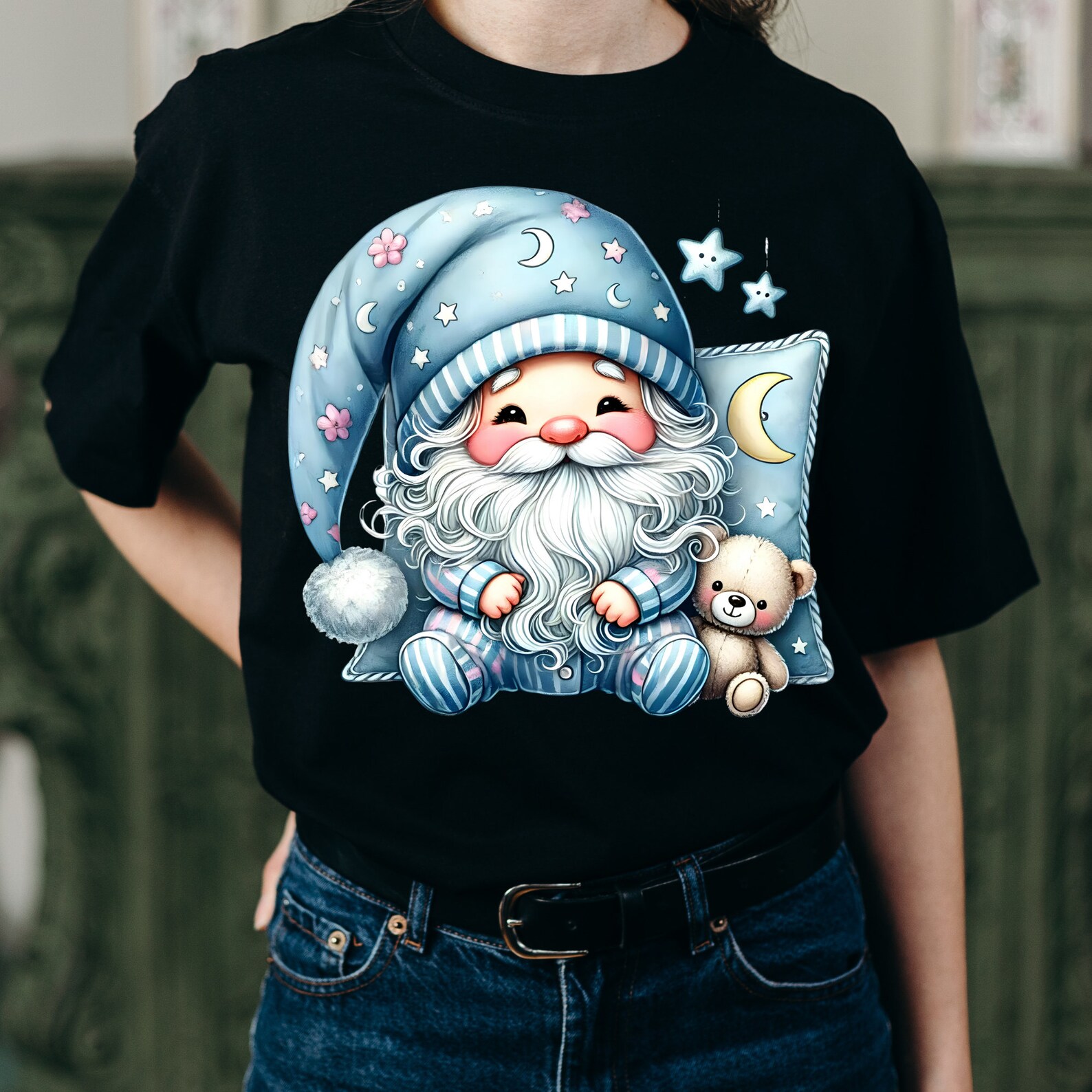 Watercolor Green Pajamas Gnome Clipart Bundle 25 PNG, Ideal for Nursery ...