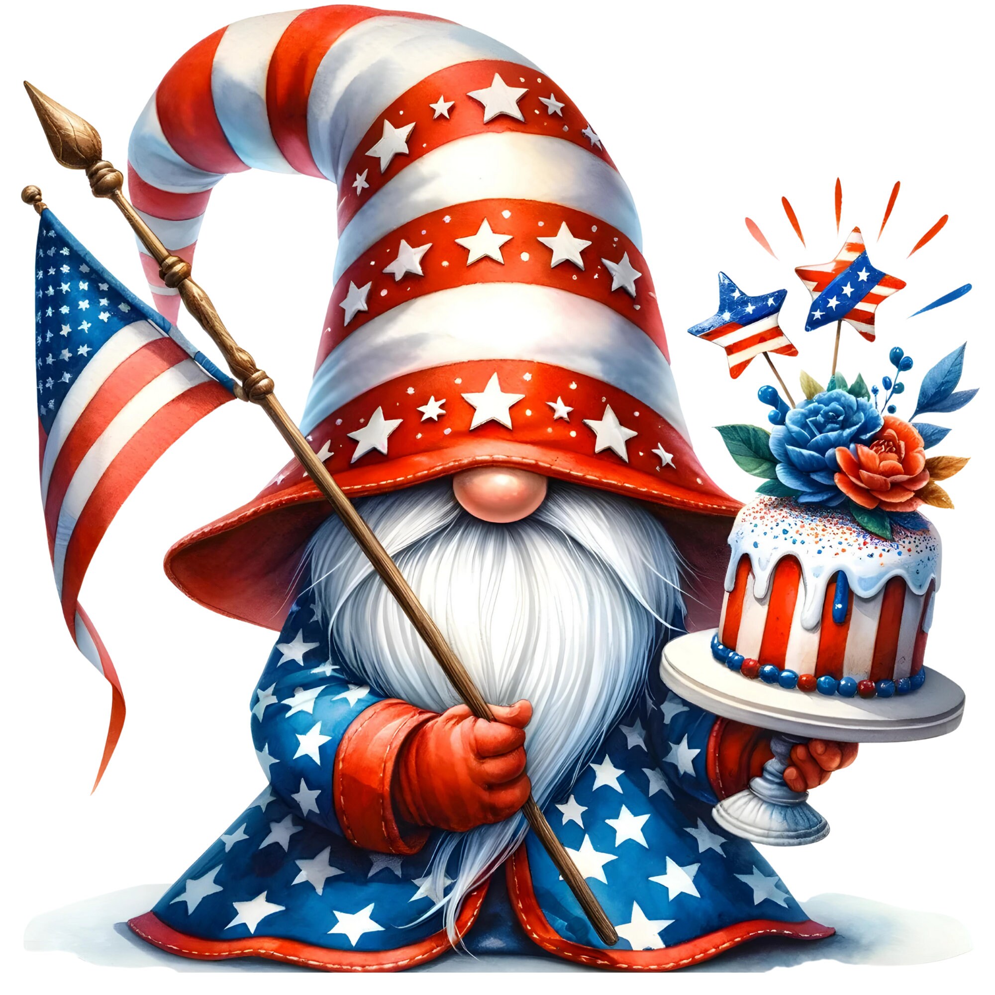 Patriotic Gnome Clipart Bundle. 34 PNG, American Pride, 4th of July PNG ...