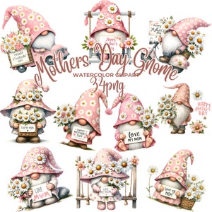 Mother’s Day Watercolor Gnomes - Digital Clipart Collection, High ...