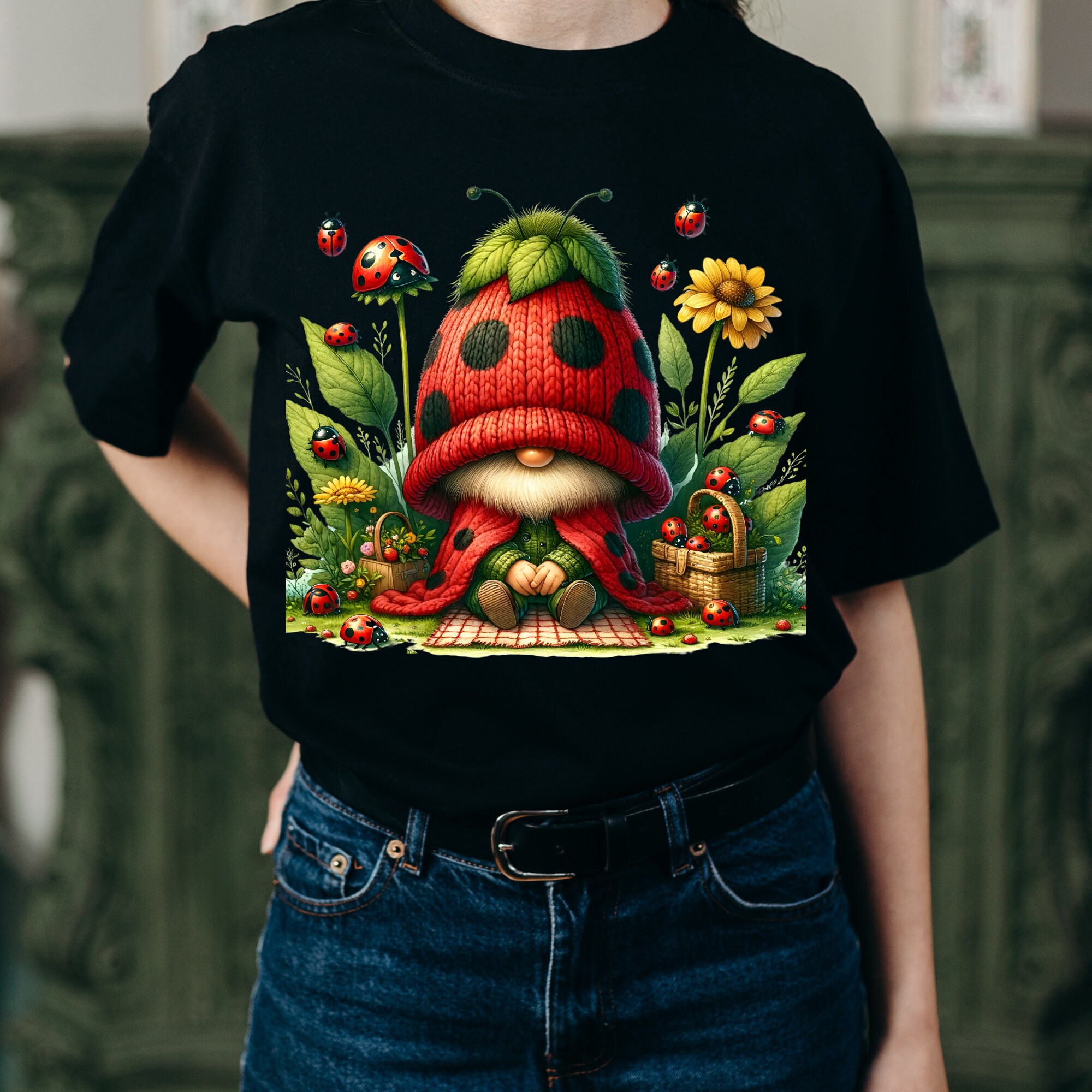 Enchanted Ladybug Gnome Clipart Set 30 Watercolor Pngs, Cute Gnome PNG ...