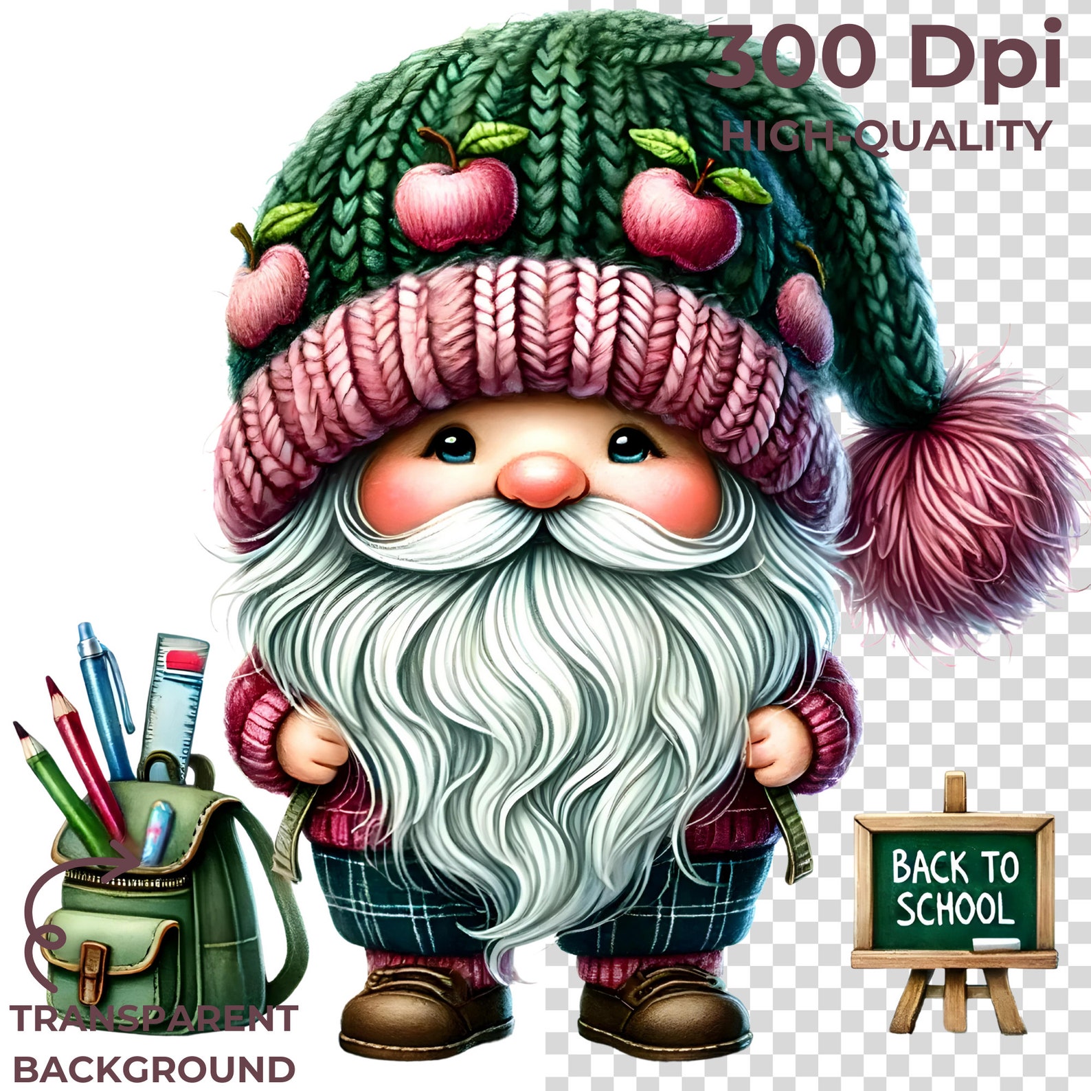 Back to School Gnome Clipart Bundle, Watercolor Gnomes PNG, Graduation ...