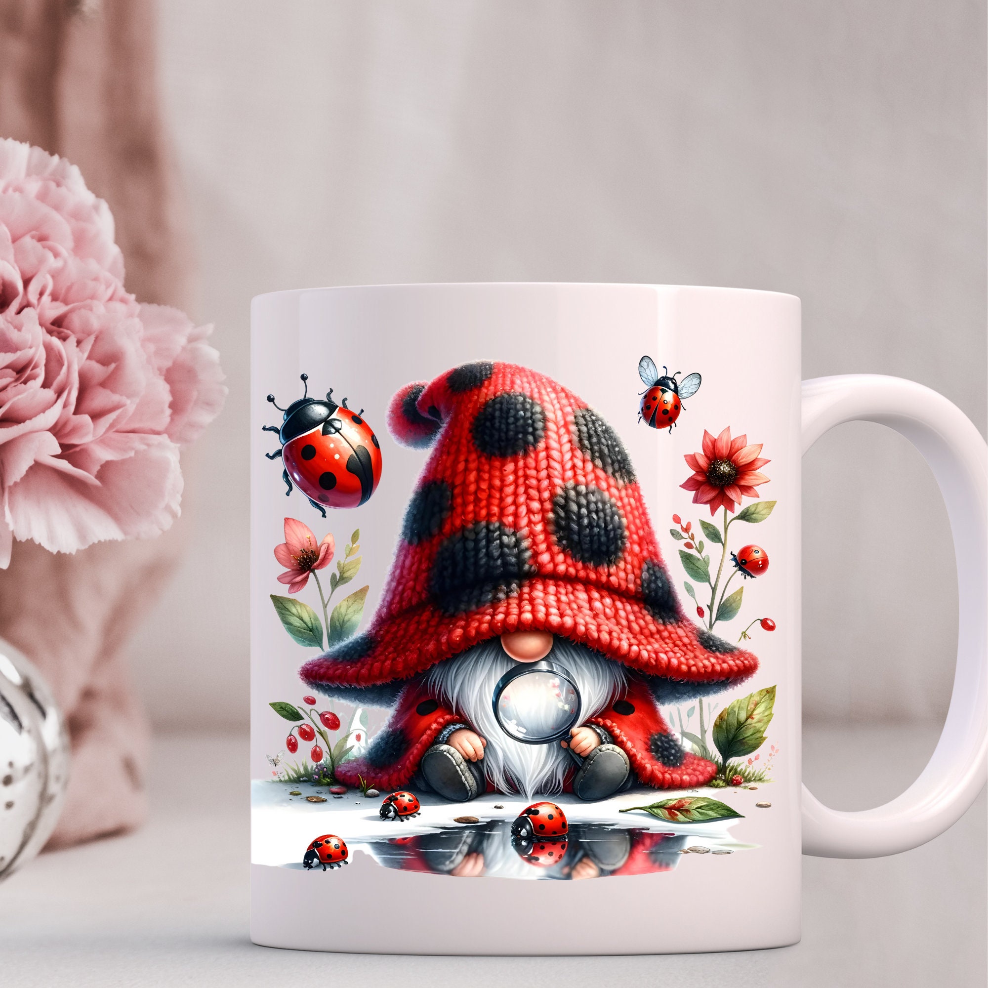 Enchanted Ladybug Gnome Clipart Set 30 Watercolor Pngs, Cute Gnome PNG ...