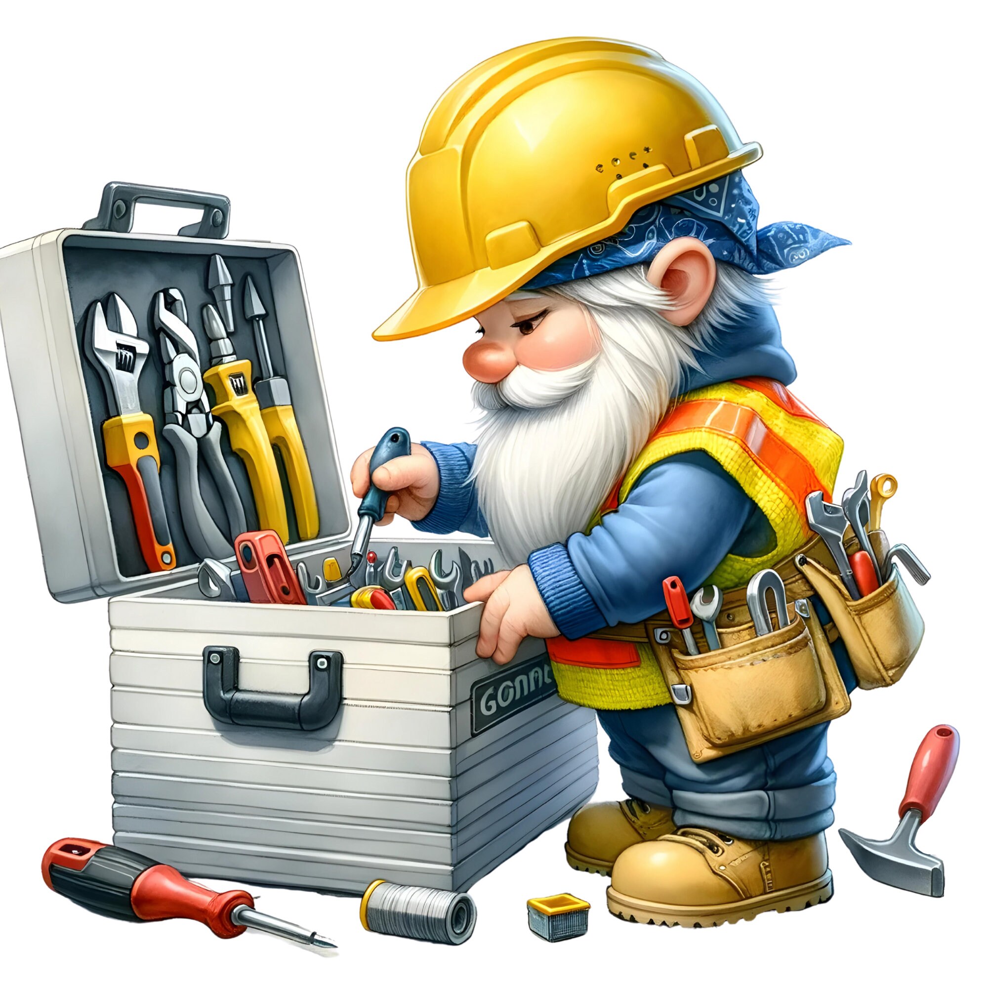 Construction Gnomes Builder Gnomes Watercolor Clipart, Construction Site Vehicles Excavator ...