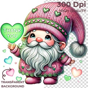 Watercolor Thank You Gnome Clipart Set – 23 PNG Images (digital ...