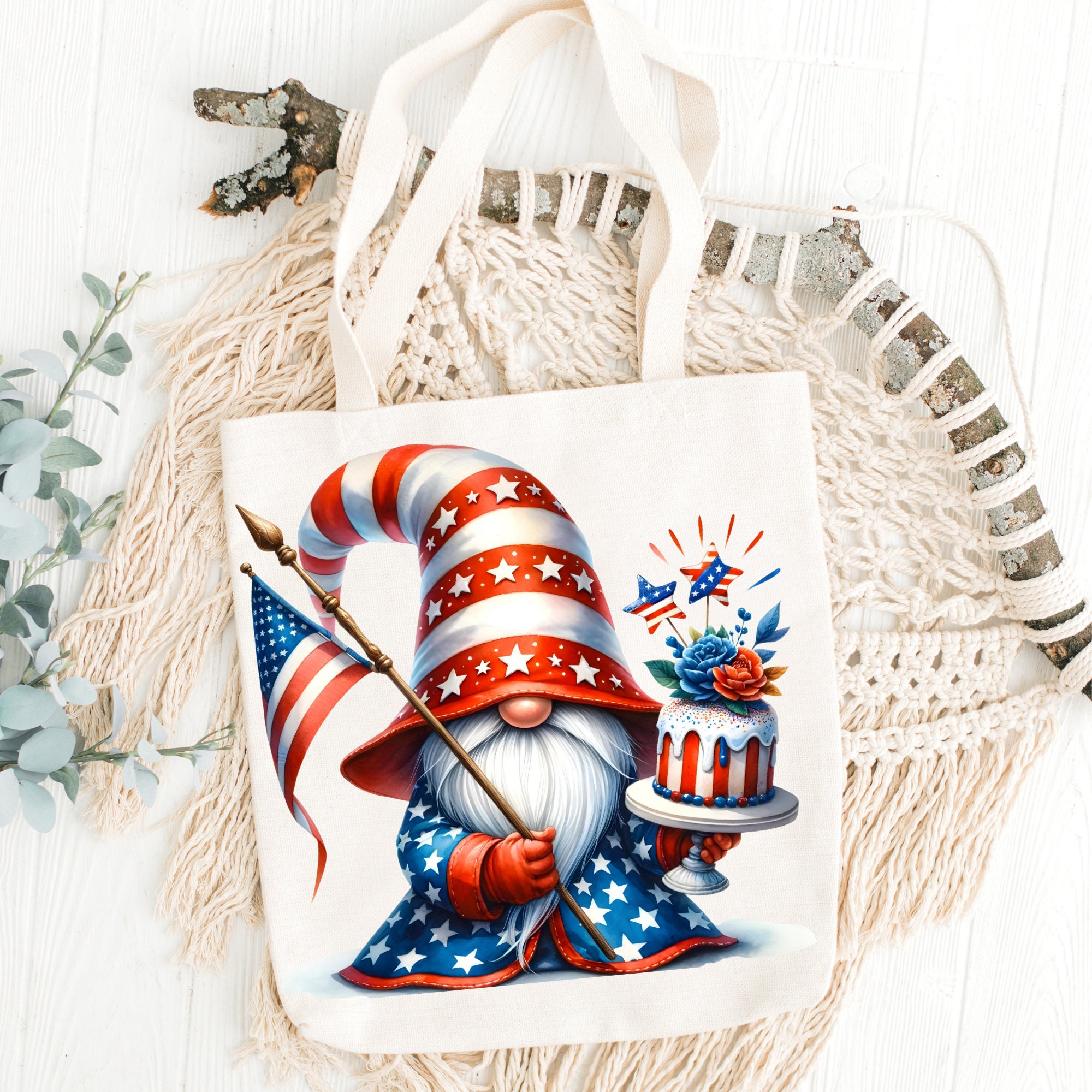Patriotic Gnome Clipart Bundle. 34 PNG, American Pride, 4th of July PNG ...