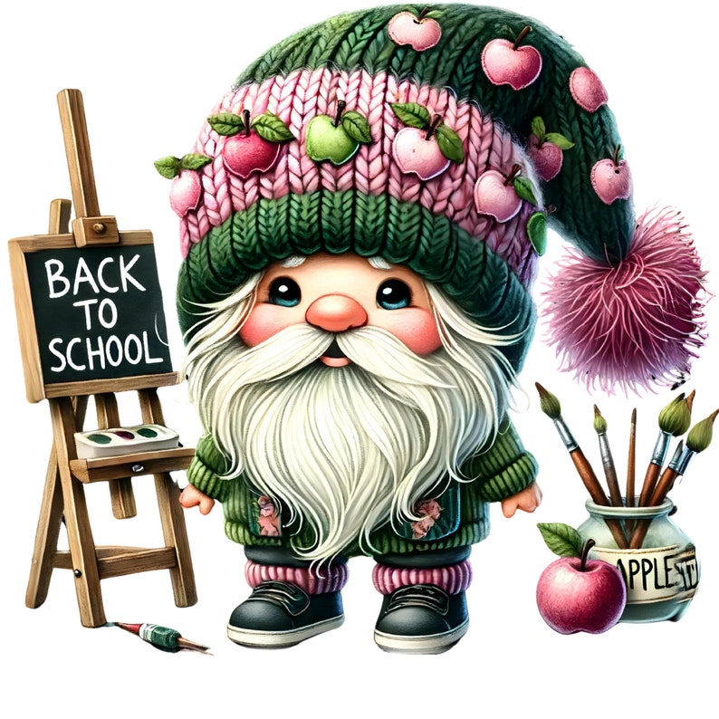 Back to School Gnome Clipart Bundle, Watercolor Gnomes PNG, Graduation ...
