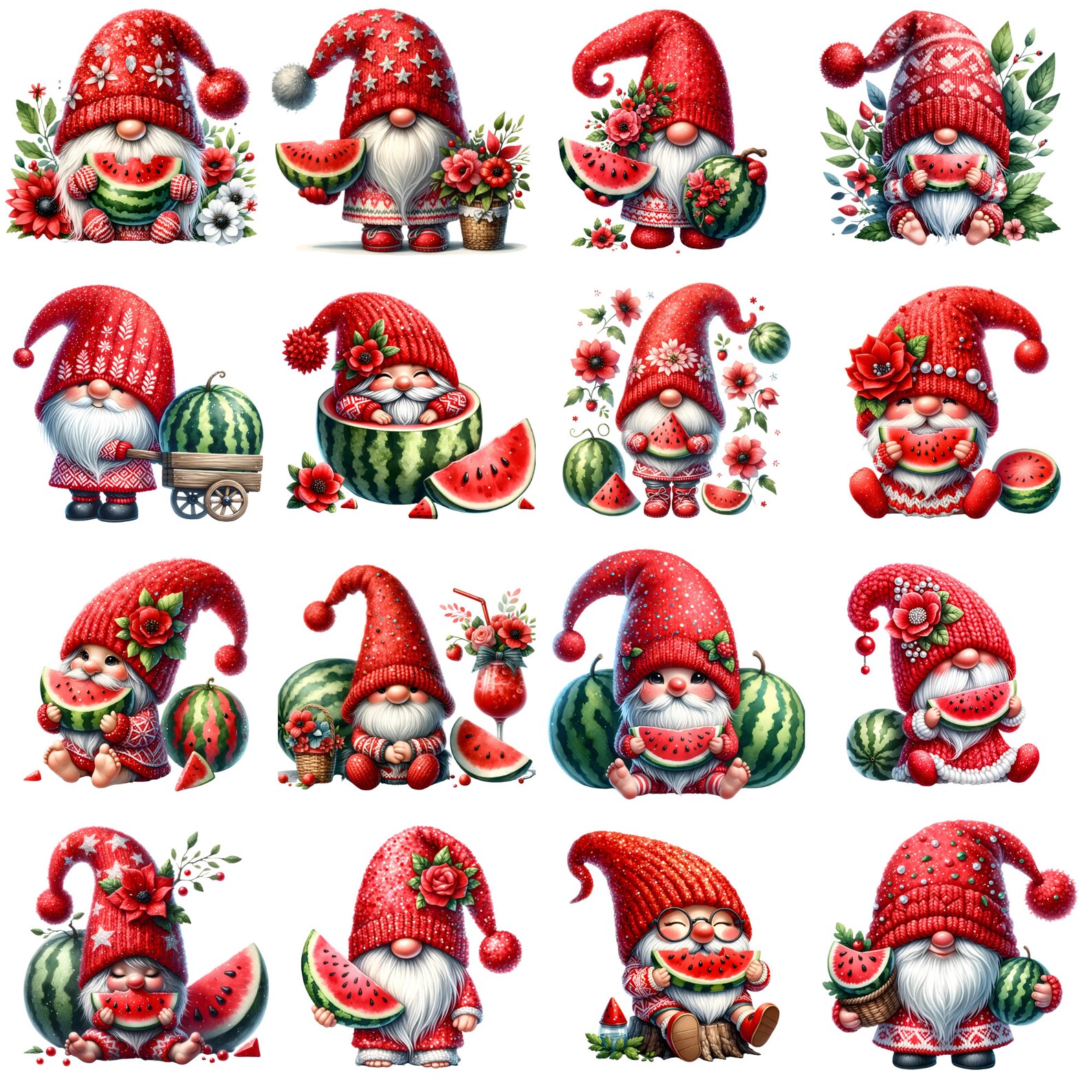 Watermelon Gnomes Clipart Png, Watermelon Png, Fruits Summer Garden ...