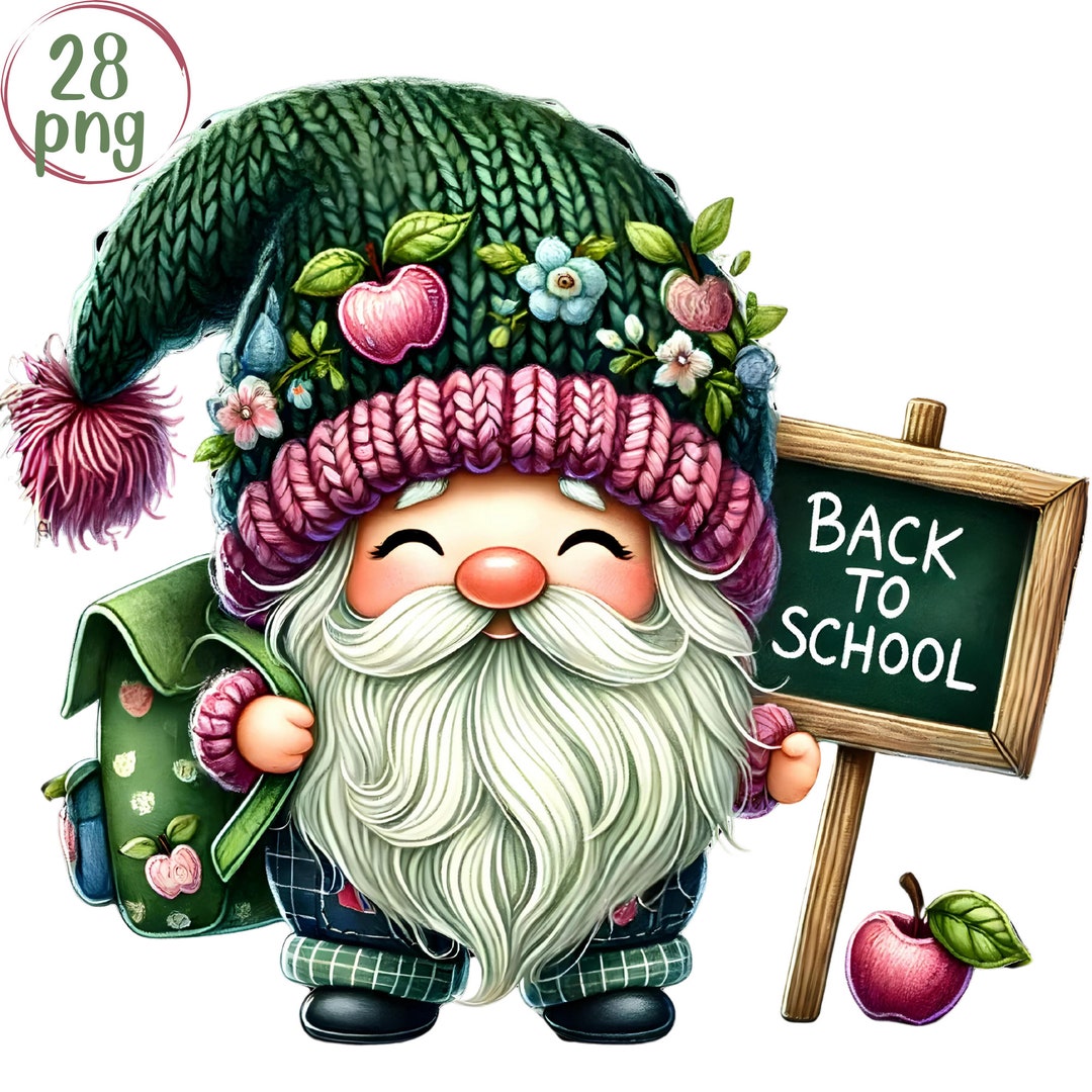 Back to School Gnome Clipart Bundle, Watercolor Gnomes PNG, Graduation ...