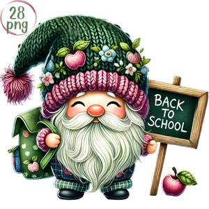 Back to School Gnome Clipart Bundle, Watercolor Gnomes PNG, Graduation ...