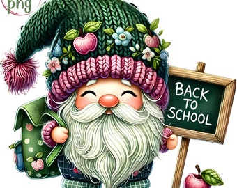Back to School Gnome Clipart Cute Watercolor Gnomes, Graduation Student ...