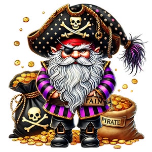 Pirate Captain Gnome Watercolor Clipart – 24 PNG Files (digital ...