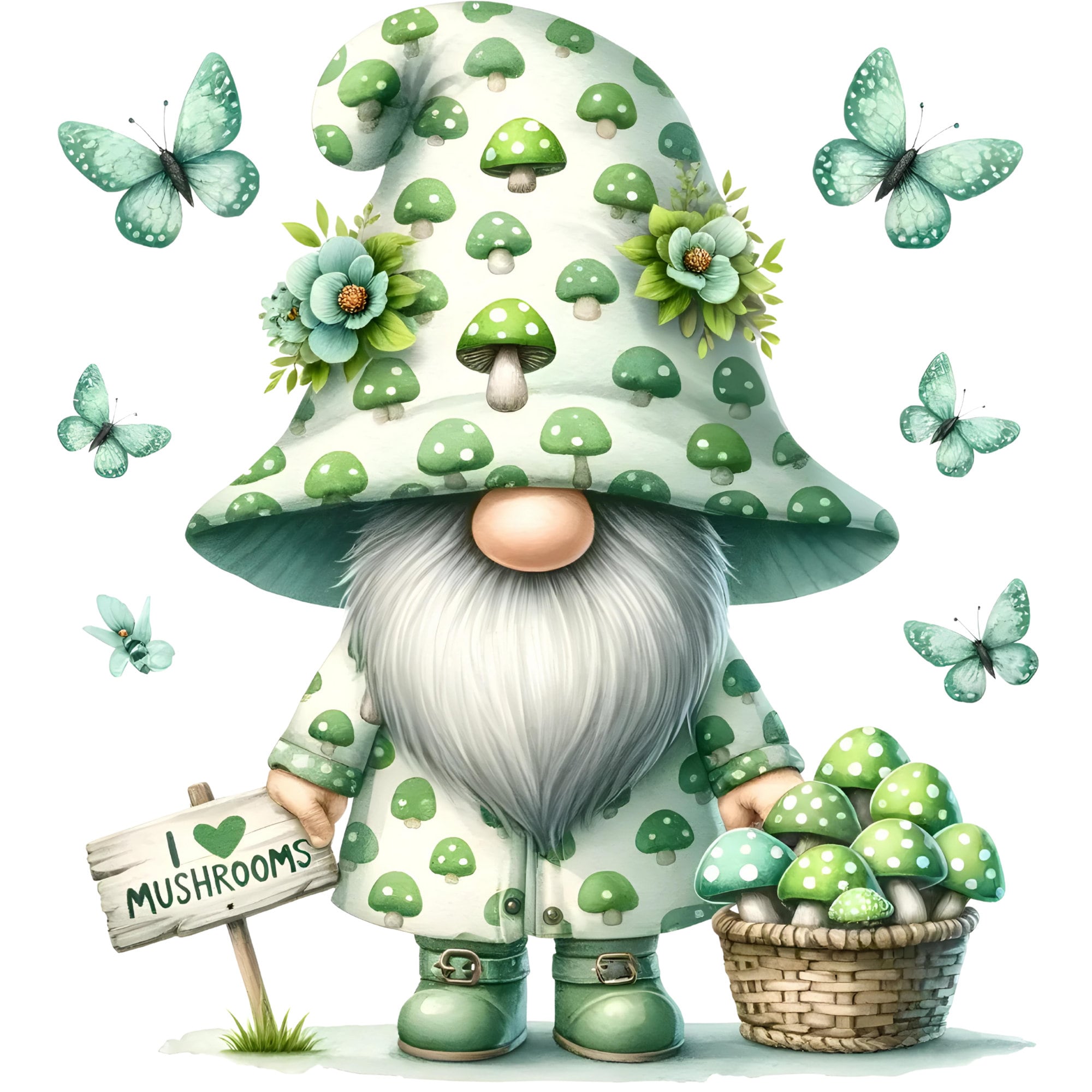 Mushroom Gnome Clipart Bundle,29 Png Gnome Clipart, Garden Gnome With ...