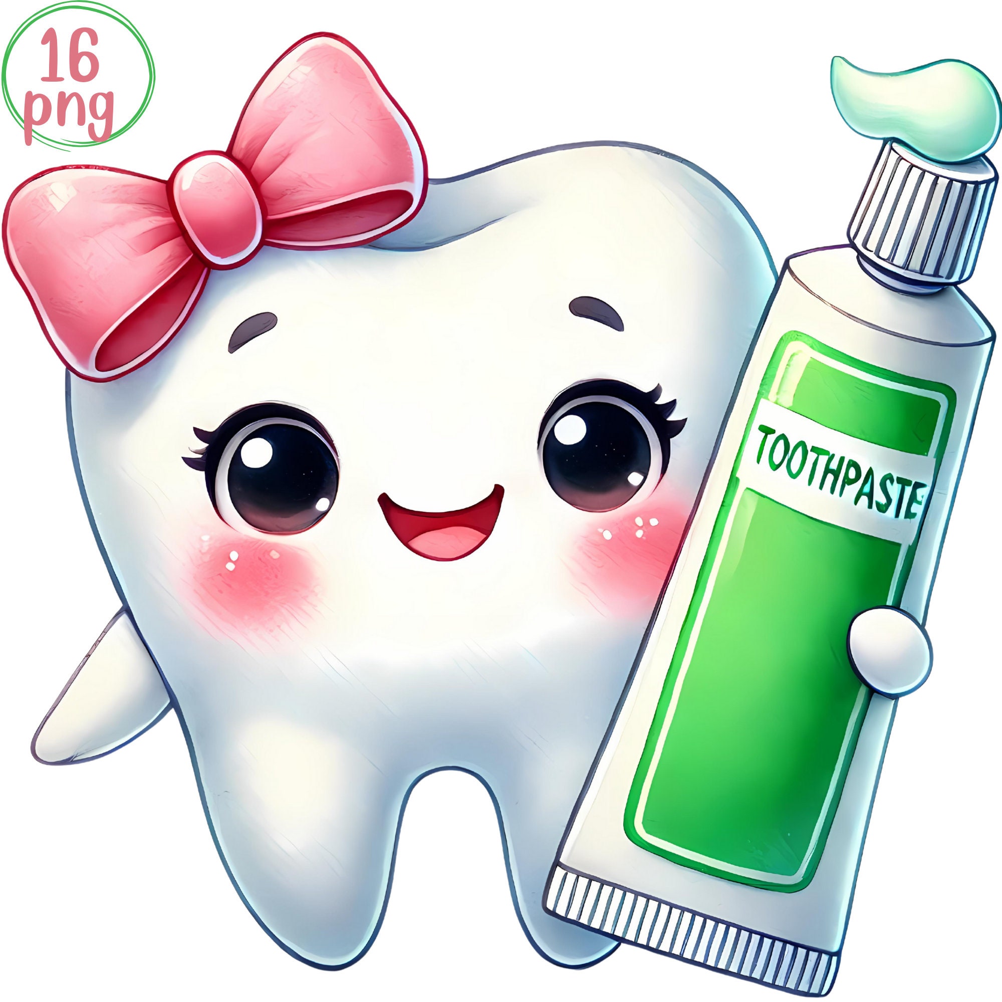 Cute Tooth With Dentist Tools Watercolor Clipart - 16 Pngs, Watercolor ...