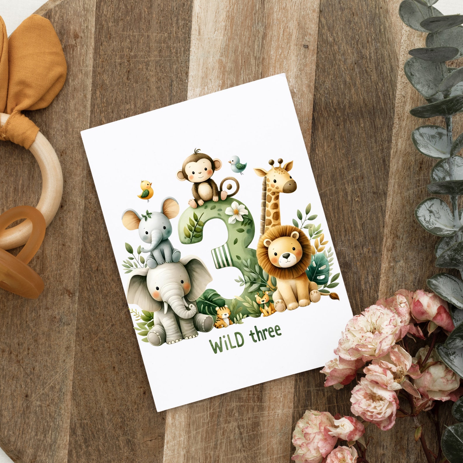 Safari Birthday Party Clipart Set Watercolor Jungle Animals, Safari ...