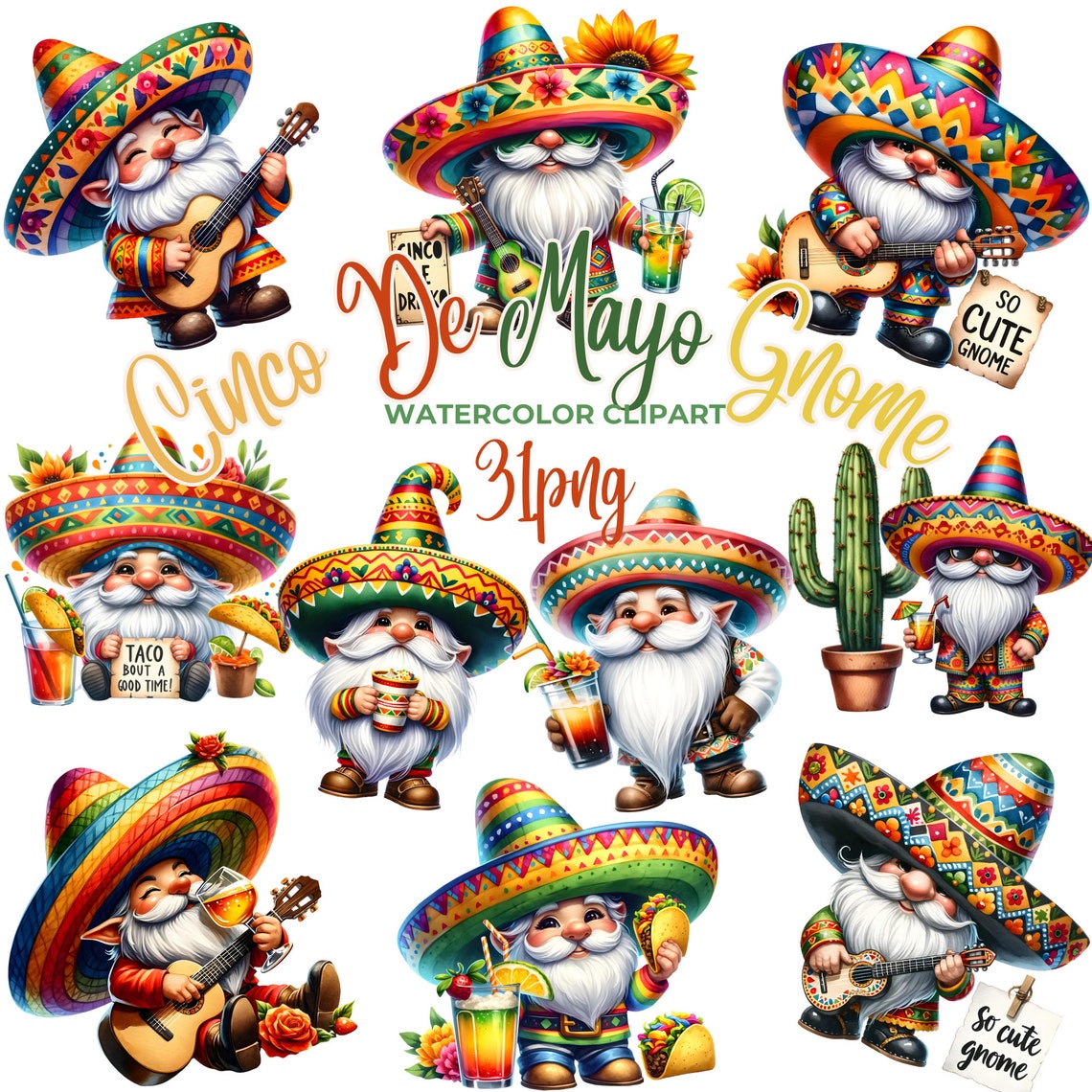 Cinco De Mayo Gnome Png, Mexican Gnome Png, Gnome Clipart, Mexico ...