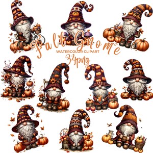 Fall Gnome Clipart, Gnome Clipart Bundle34 Png, Autumn Gnome Png ...