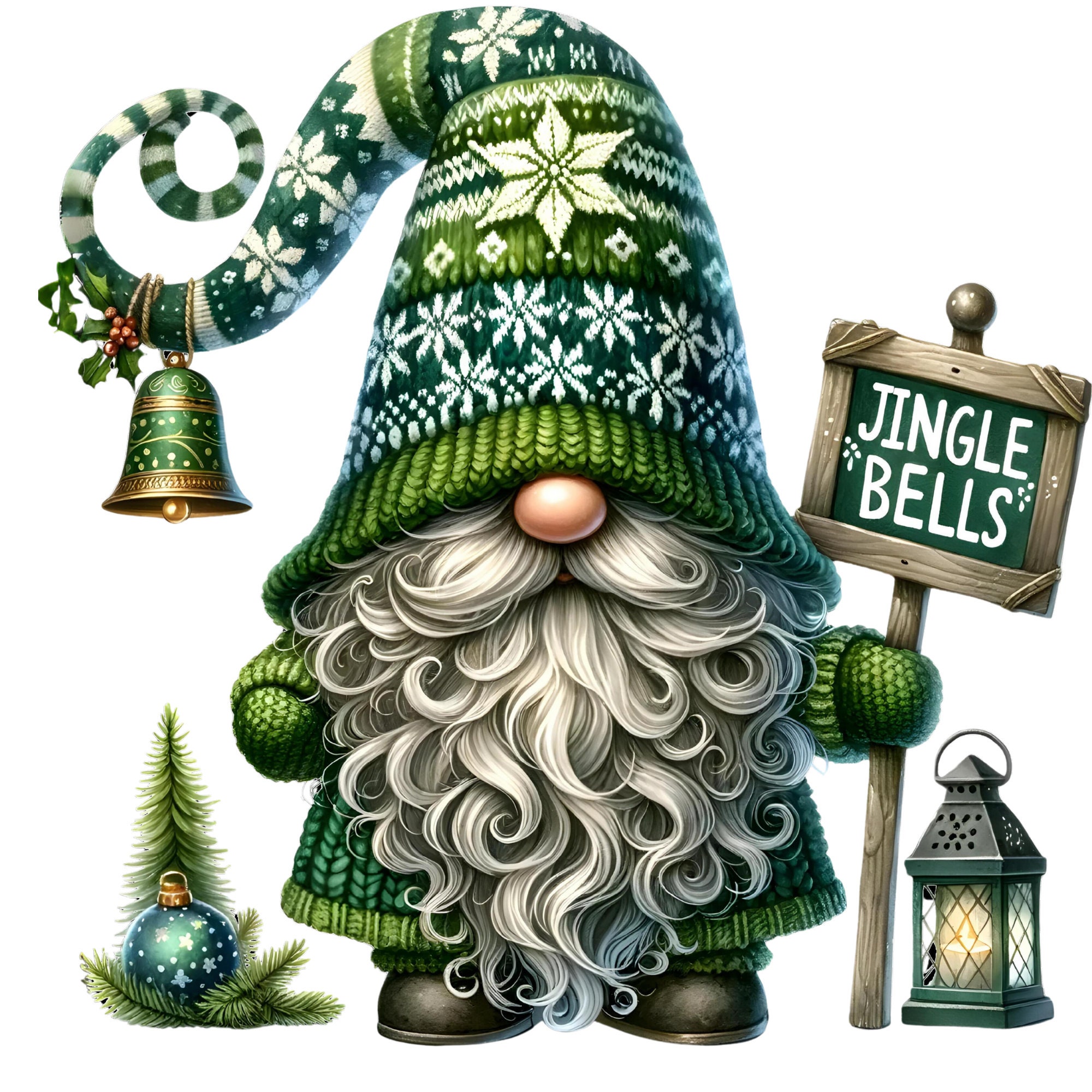 Christmas Gnome Watercolor Clipart Set, Christmas Clipart, Gnome ...