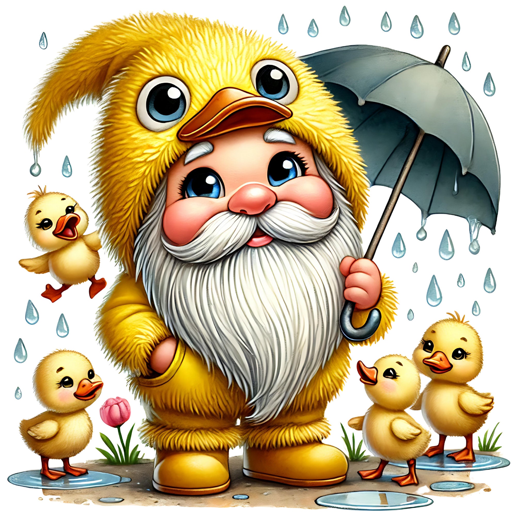 Gnome and Duck Watercolor Clipart Set 24 Pngs, Sublimation PNG Digital ...