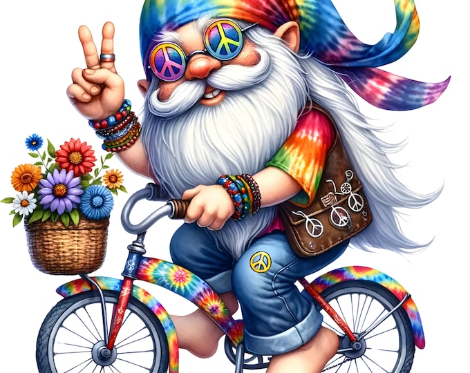 Groovy Floral Gnomes Clipart | Set of 10 | High Quality 300 DPI Jpegs ...