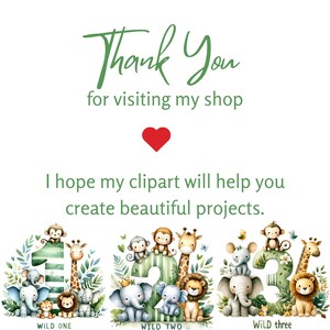 Safari Birthday Party Clipart Set - Watercolor Jungle Animals, Safari ...