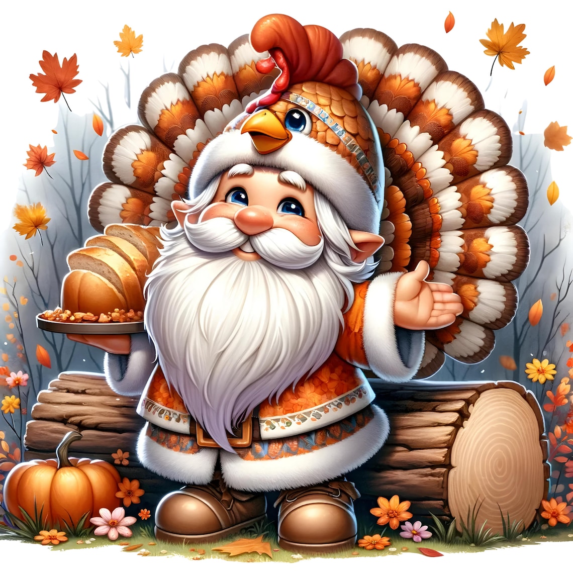 Thanksgiving Gnome Watercolor Clipart 24 Pngs Digital Download ...
