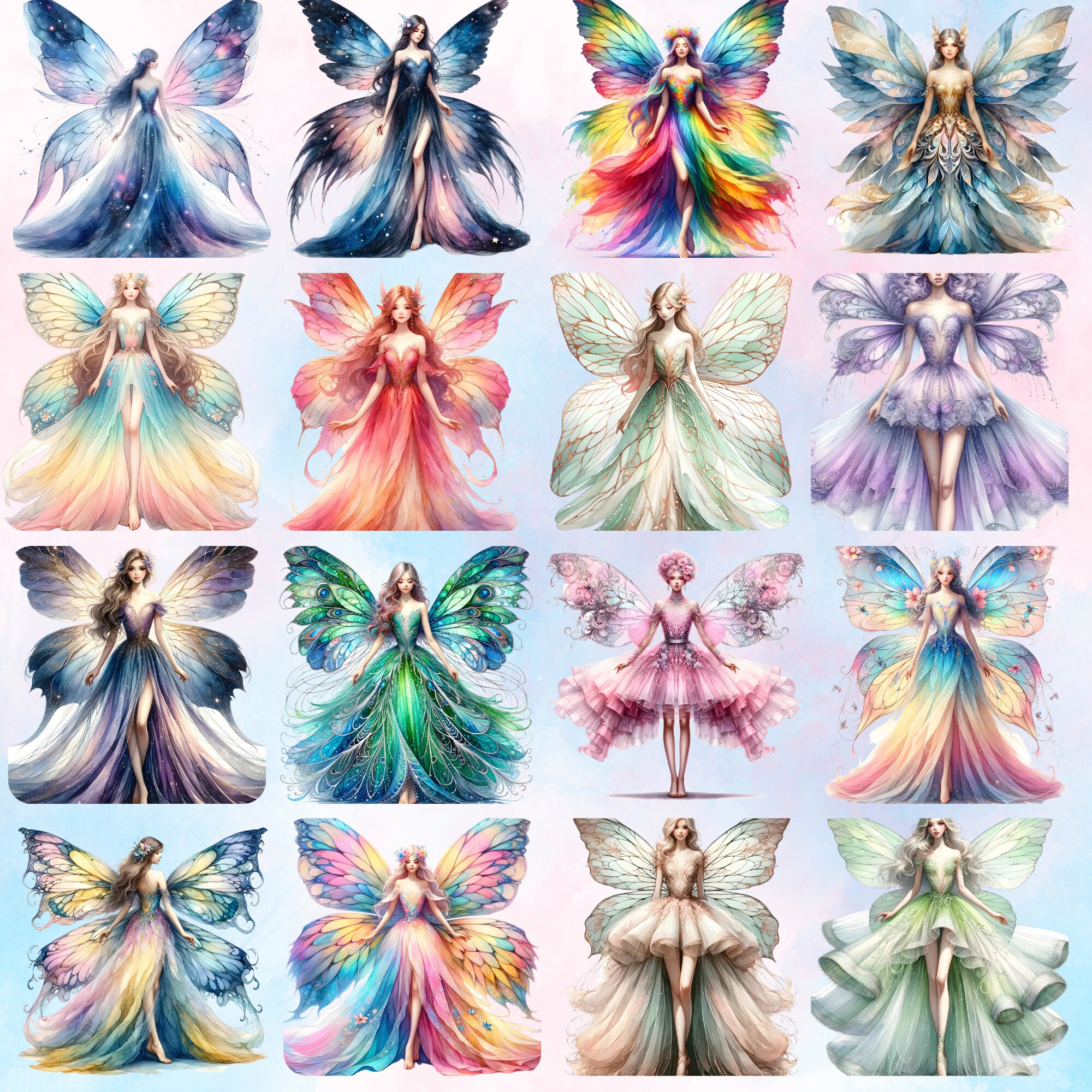 Watercolor Fairy Clipart | 26 PNG Fantasy Art Files (digital Download ...