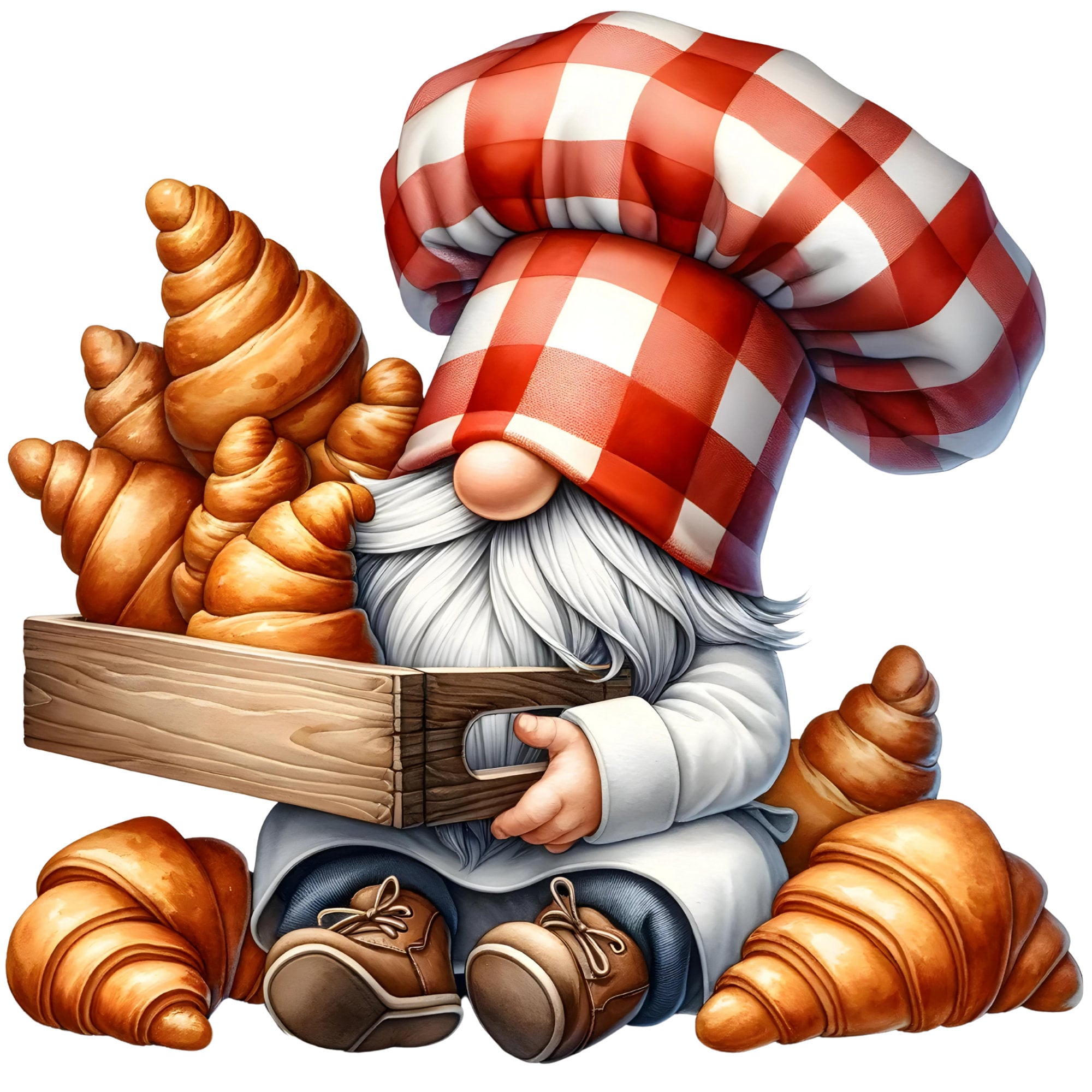 Croissant Gnome Clipart, Delightful Baker Gnome Collection, 29 PNG ...