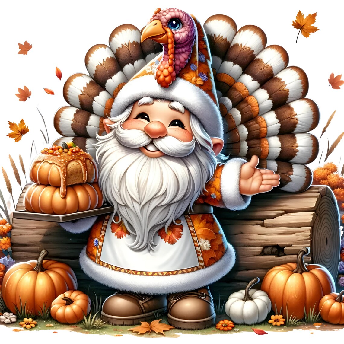 Thanksgiving Gnome Watercolor Clipart 24 Pngs Digital Download ...